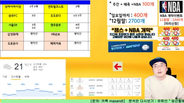 [ NBA 개막! ] 화요일 주간 스포츠 분석 [ 스포츠토토] | SOOP VOD