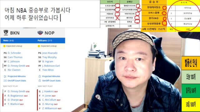 중승부 NBA 분석 | SOOP VOD