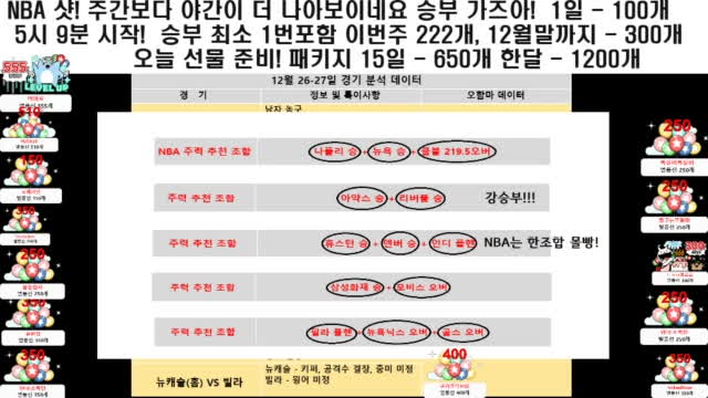 NBA 샷! 승부 가즈아! 국내 경기 분석, 해외 축구 분석, 해축 분석, 스포츠 분석 | SOOP VOD