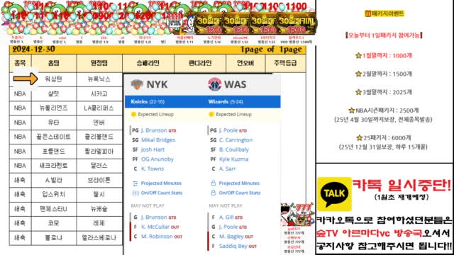 🔥[베팅강추금액업] 올킬급 데이터 또 나왔습니다^^🔥 NBA 스포츠분석. | SOOP VOD