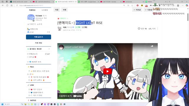 [팬메이드] RIGHT LIGHT RISE / 미르님 반응 | SOOP VOD