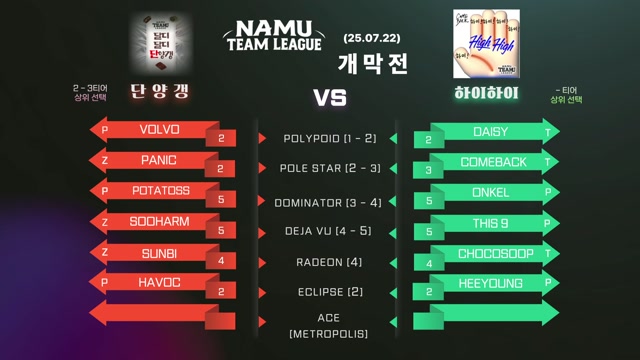 [나무클랜프로리그]1R 단양갱VS하이하이 | SOOP VOD