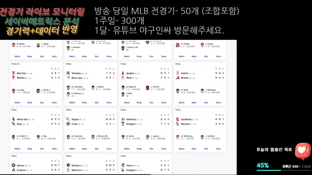 7월 23일 MLB 분석. 올킬!! 야금야금 조합 6연승 도전! | SOOP VOD