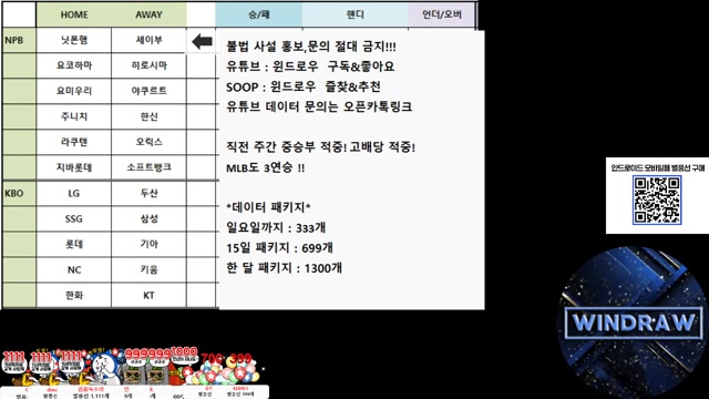 [스포츠분석]주간 NPB,KBO 연승흐름 | SOOP VOD